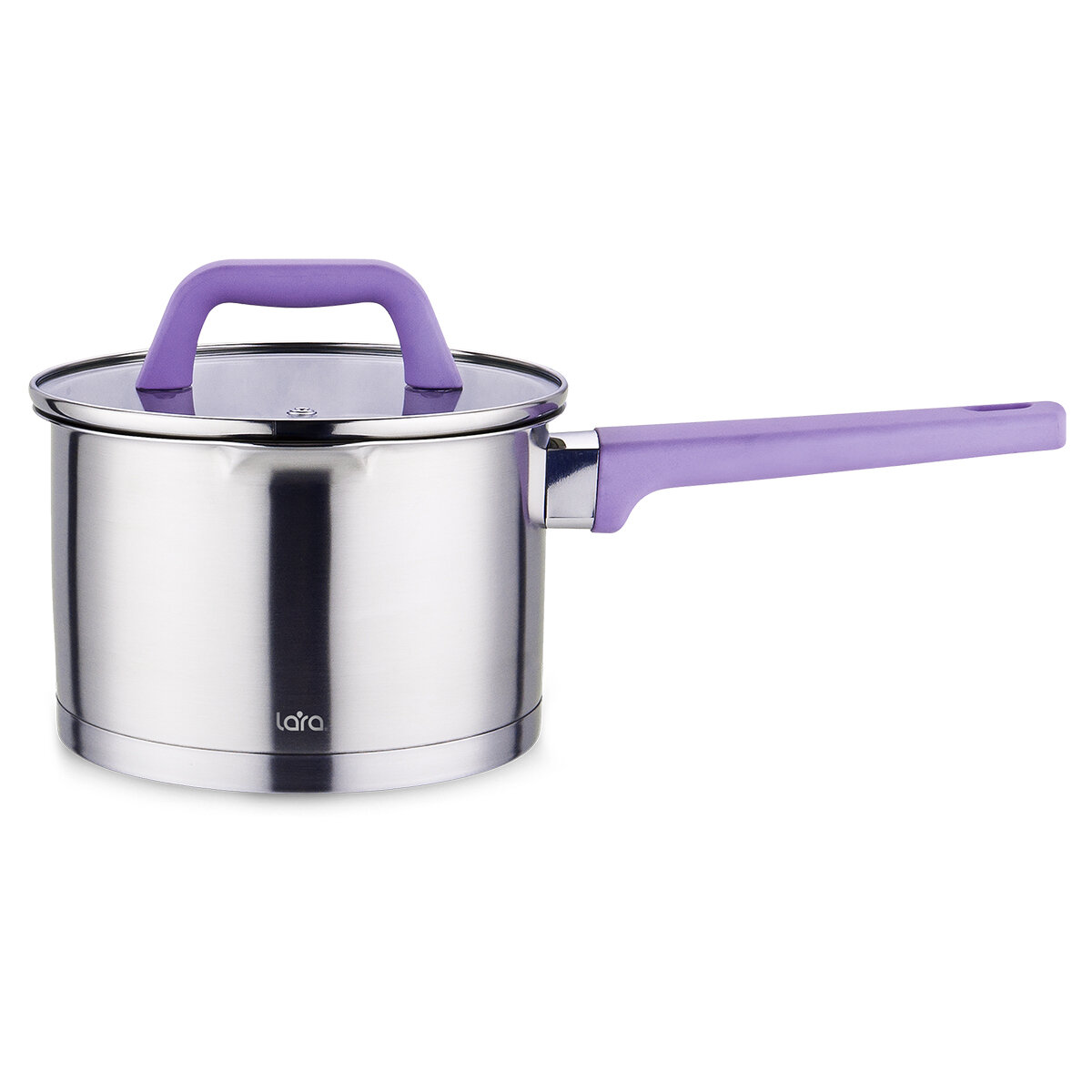Сотейник 2 л LARA лаванда LR03-21, нерж. сталь, зеркальная полировка