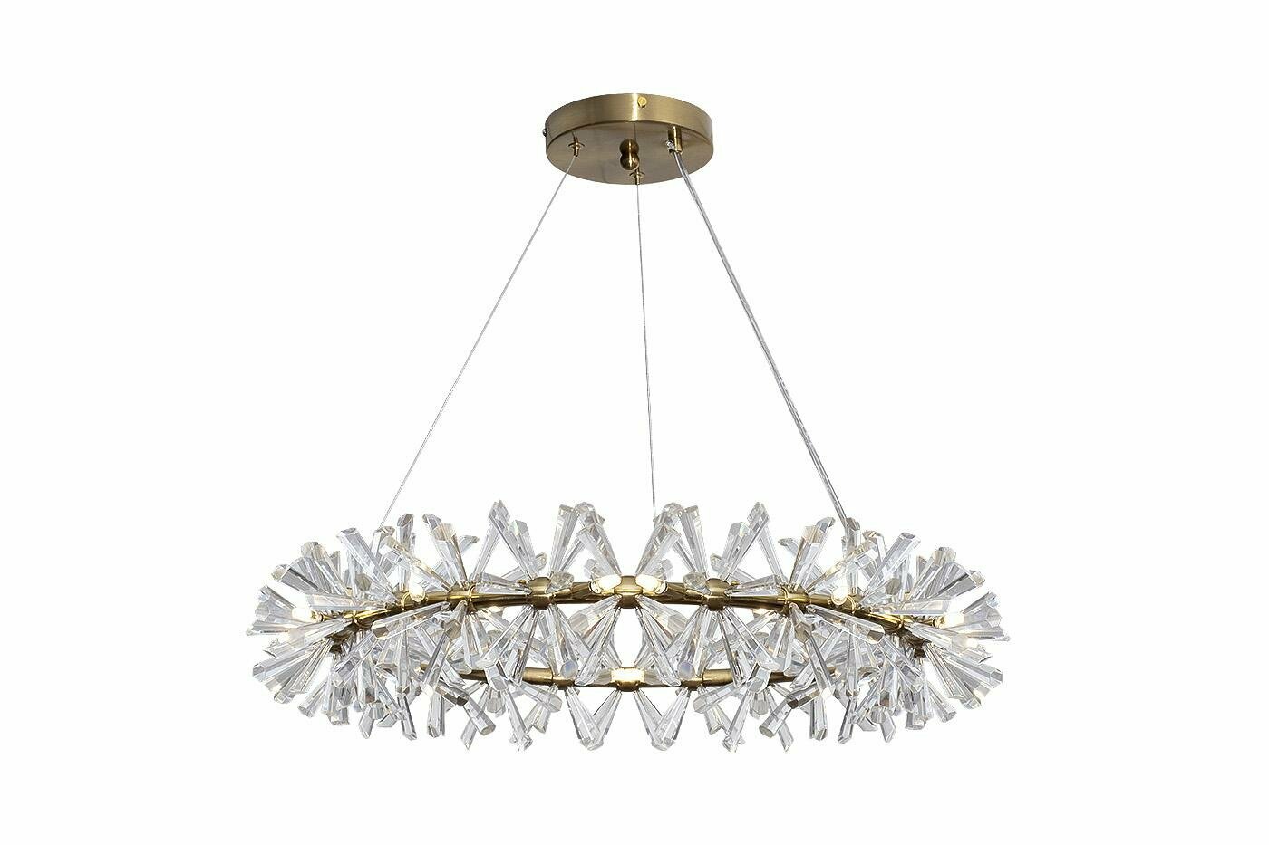 Потолочный светильник Garda Decor 92EL-80241 Люстра подвесная латунь, стекло прозр. d60см арт. 92EL-80241