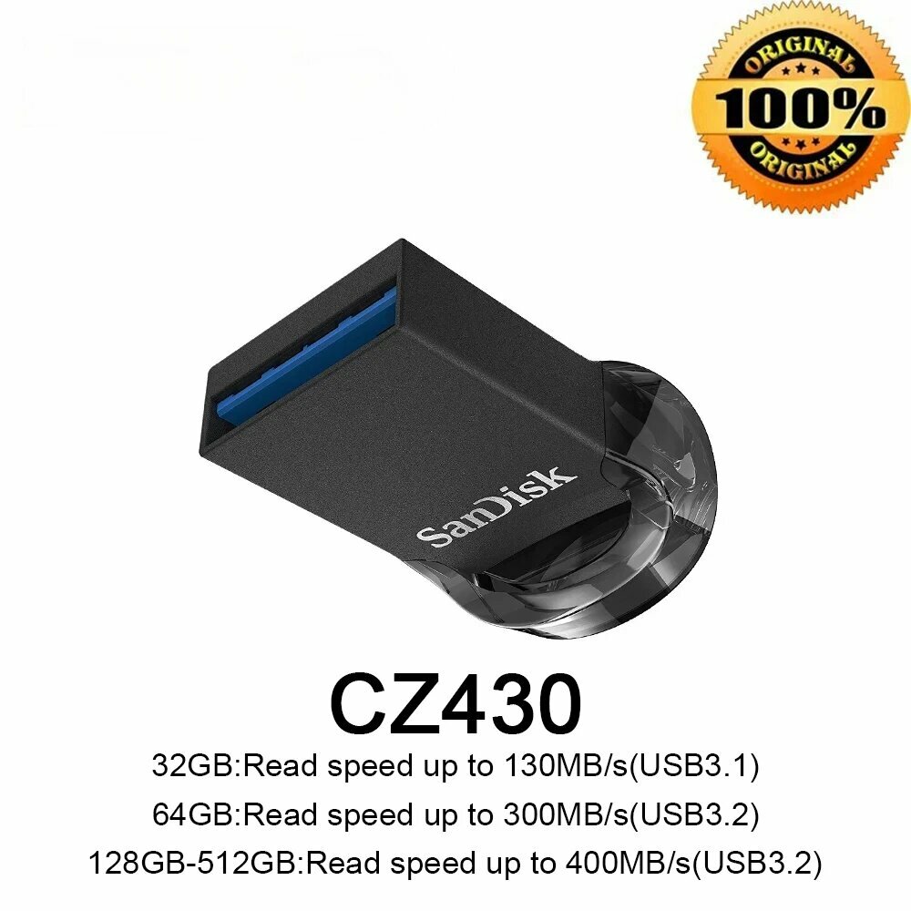 SanDisk CZ430 Ultra Fit, 32 ГБ, USB-флешка