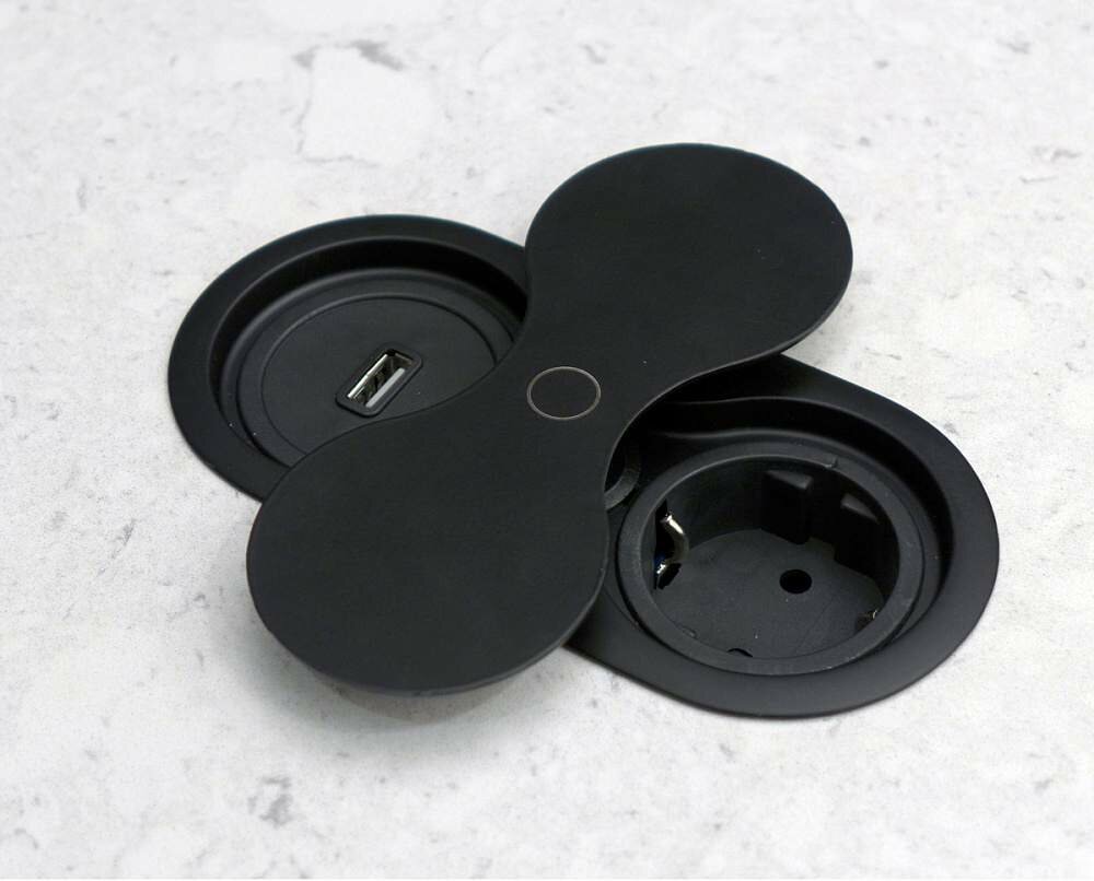 Блок розеток SFL BP8U-2B (1*220 + 1USB-зарядка), провод 1м. черный