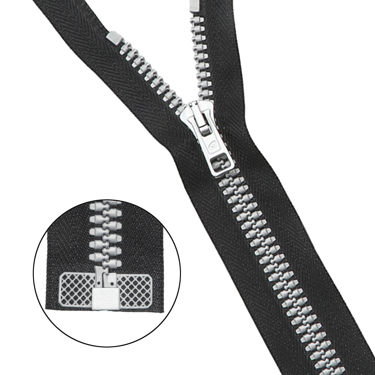 Молния разъемная 80 см тракторная, 1 замок, 5 шт, Тип 6 (2076) DECOR ARTA (077 черный/991 алюминий)