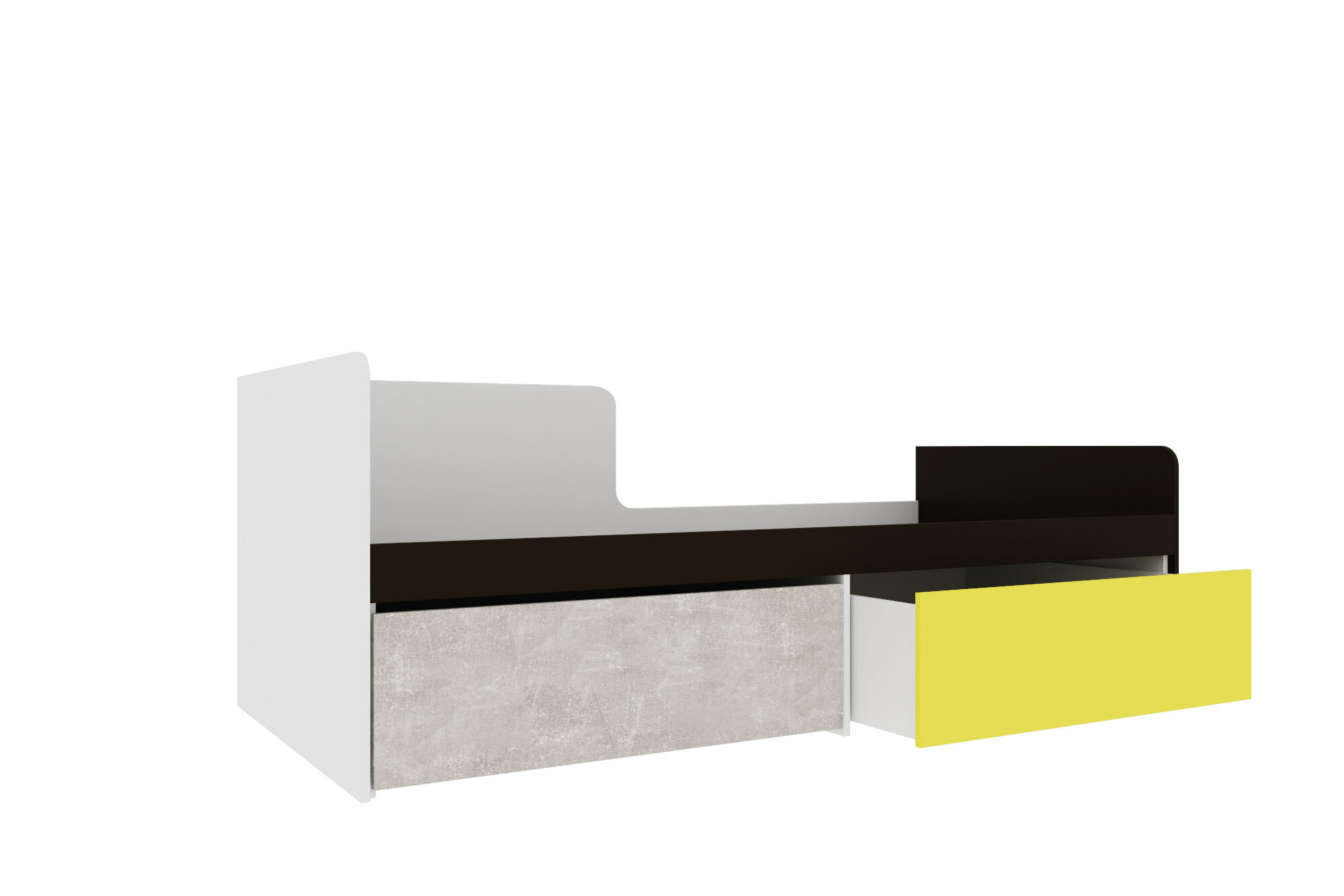 Кровать Мартин трюфель/ателье светлый/белый/желтый