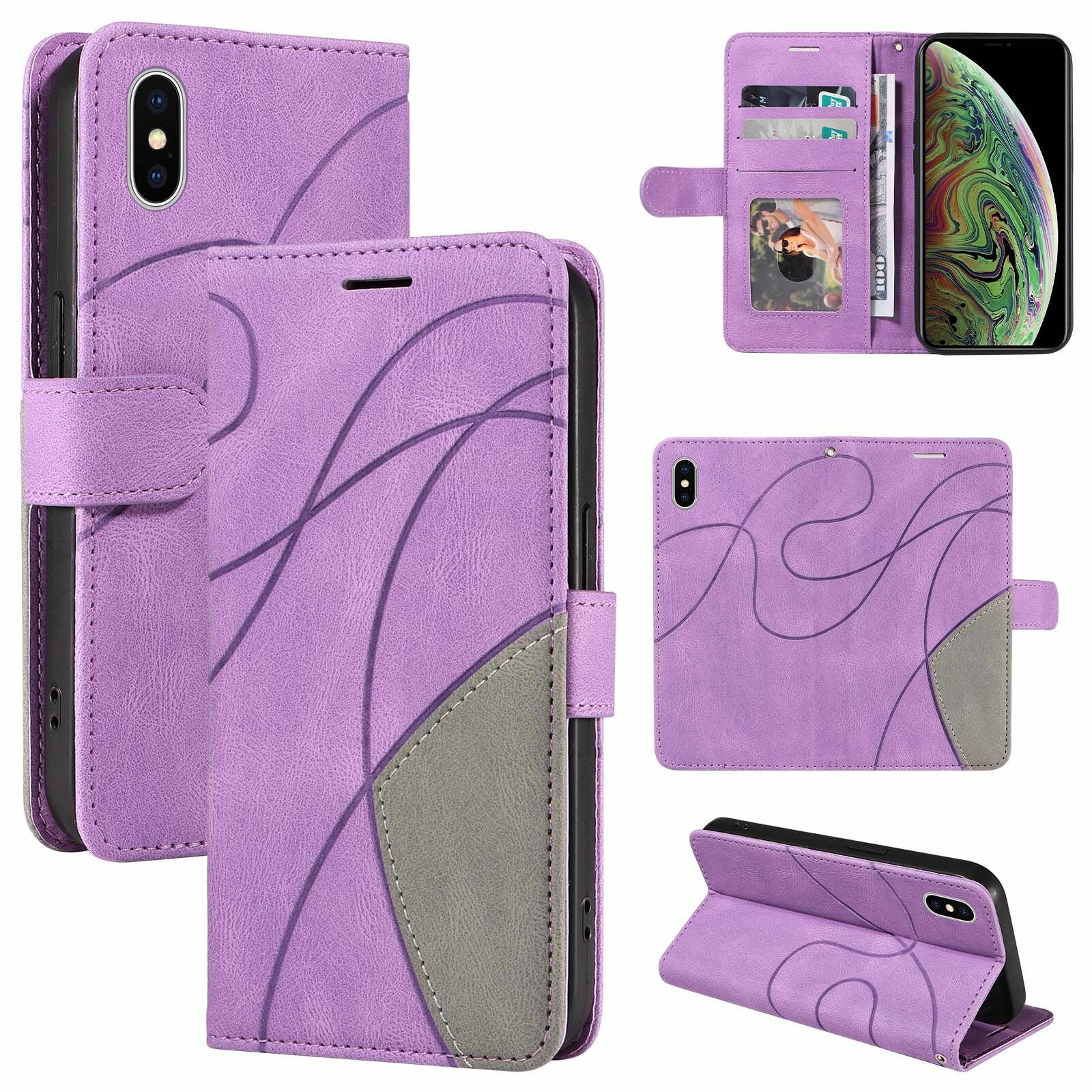 YIKATU Чехол Книжка Для Apple iPhone X / iPhone XS (Айфон Х / Айфон ХС) Магнитной Застежкой Хлятиком И Отделением Под Карты Кожаный