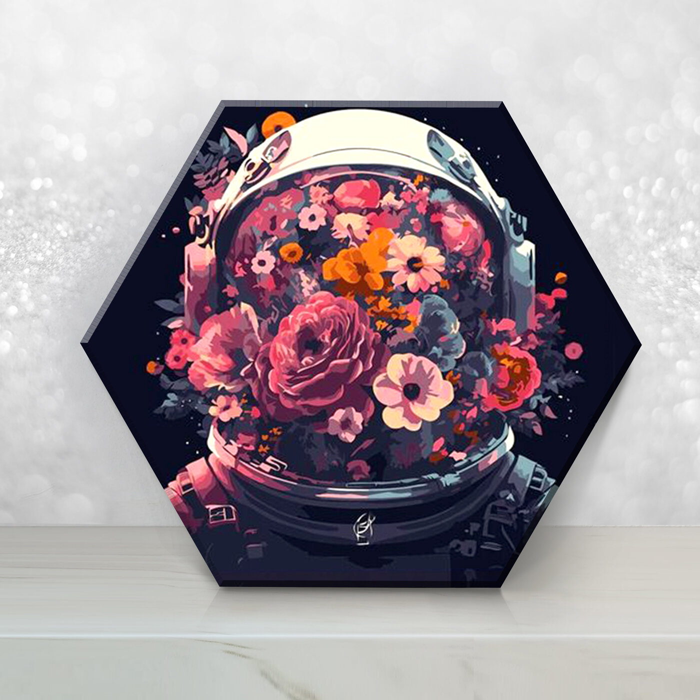 Картина по номерам 32х37см с кристаллами из хрусталя гексагон Цветущая вселенная Флюид BVS0003