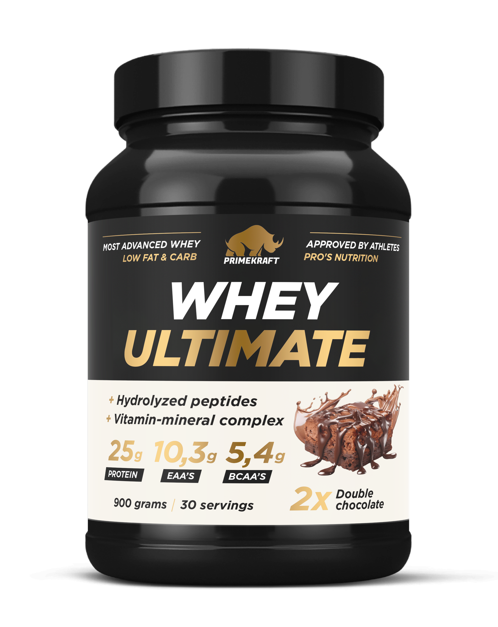 Протеин Prime Kraft Whey Ultimate со вкусом «Двойной шоколад» банка 900 гр