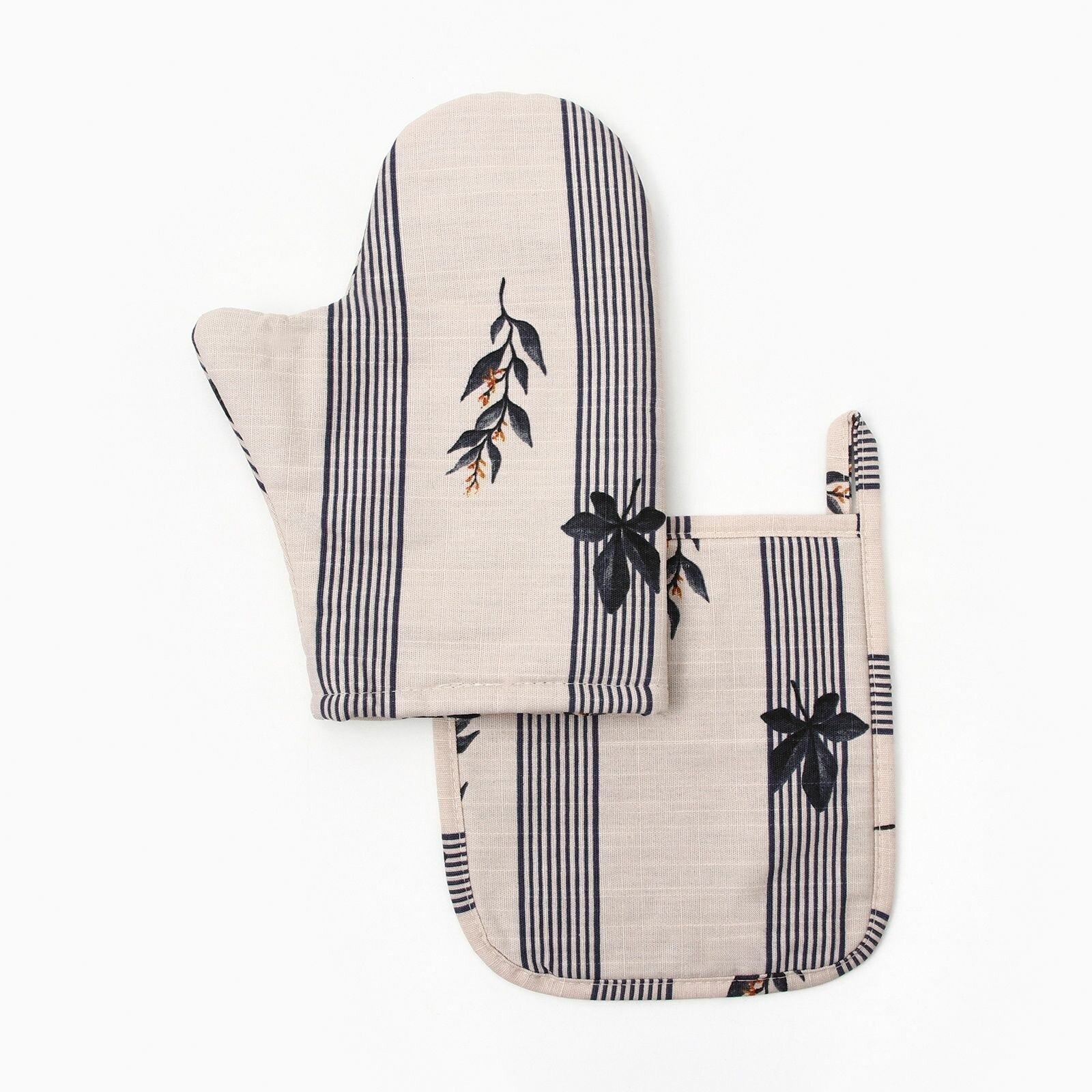 Набор Варежка-прихватка, прихватка Этель "Leaves" 100% х/л, репс 220 г/м2