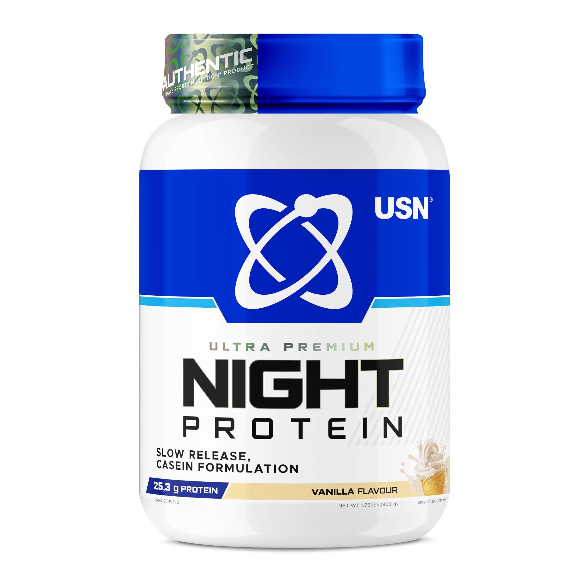 Казеиновый протеин USN Ultra Night Premium, без ГМО и глютена, 800 гр, ваниль