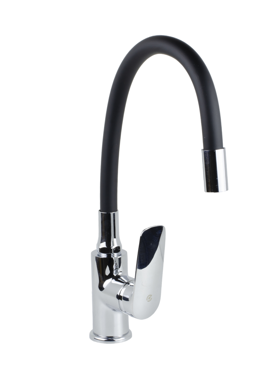 Смеситель Кухня SANTREK AQUA-1011 "PRESTIGE" (SAP-1011) шар. d-35 с силиконовым изливом, Черный/Хром