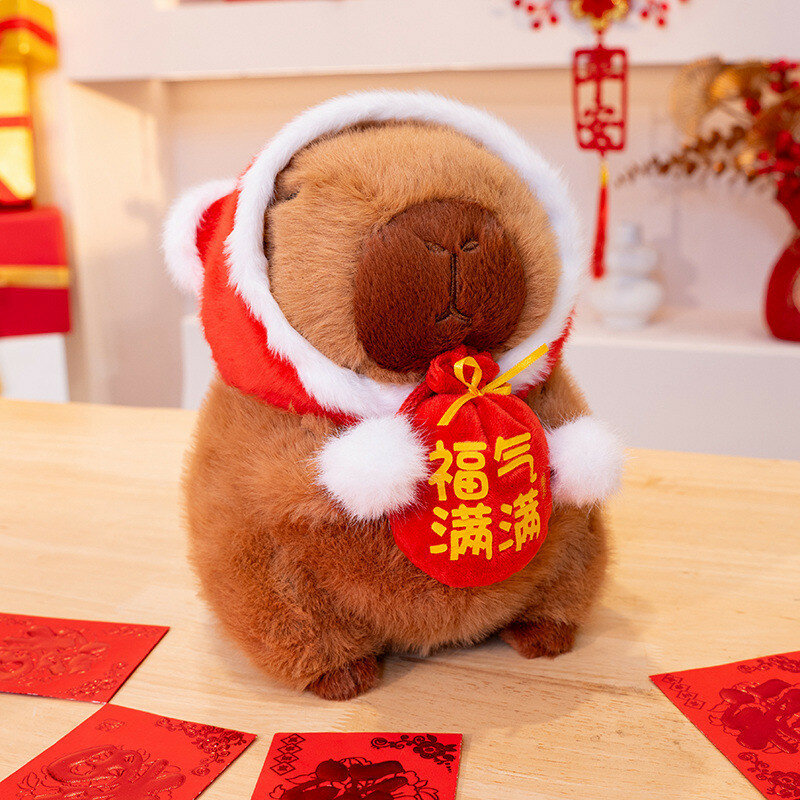 Whimsical capybara plush pendant for new year festivities with lucky colors