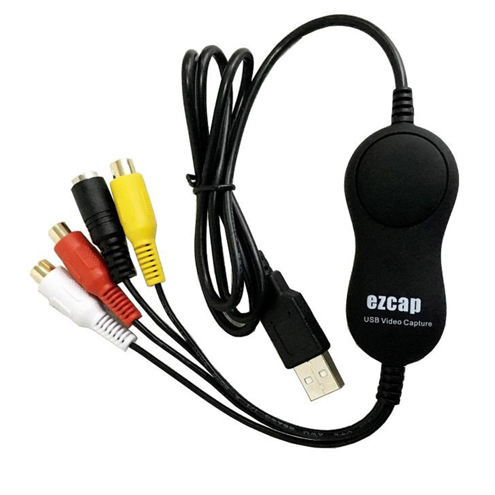 Ezcap158 USB 2.0 UVC Video Capture Card, Конвертер VHS в цифровой формат, Video Capture Box с поддержкой входов CVBS и S-Video, Преобразование VHS/DVD, VCR, Камкордер, Игровой приставки на ПК Ноутбук, Стандарты PAL и NTSC, Разрешение 480p, Совместимость