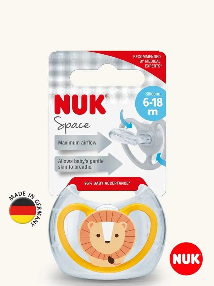 NUK Space Соска-пустышка 6-18 месяцев силиконовая ортодонтическая