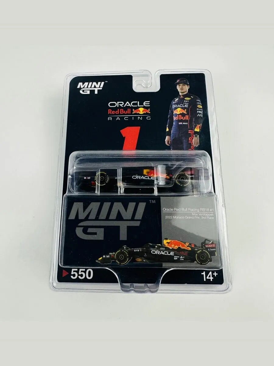 Машинка TSM MINI GT 1/64 #550 Oracl Red Bull Racing RB18 1 Max Verstappen 2022 Monaco Grand Prix 3rd Place Die-cast Alloy Car Model Toy Gift