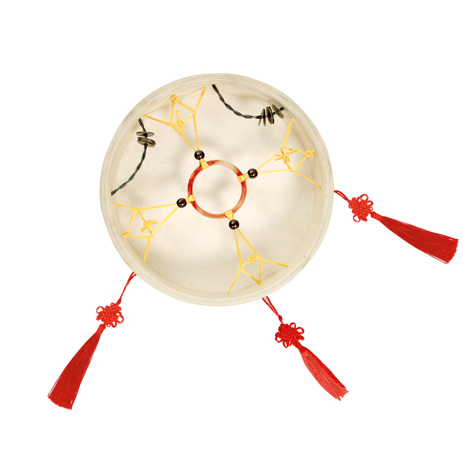 Шаманский барабан рамочный барабан ручной барабан традиционный китайский ударный инструмент с сумкой для барабана чумбой, цвет белый, материал дерево, коровая кожа и старая козья кожа, диаметр барабана 30см/11.8дюймов, размер упаковки
