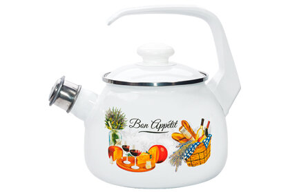 Чайник эмалированный 2,5л для всех плит, с рисунком Пикник, Лысьвенские эмали