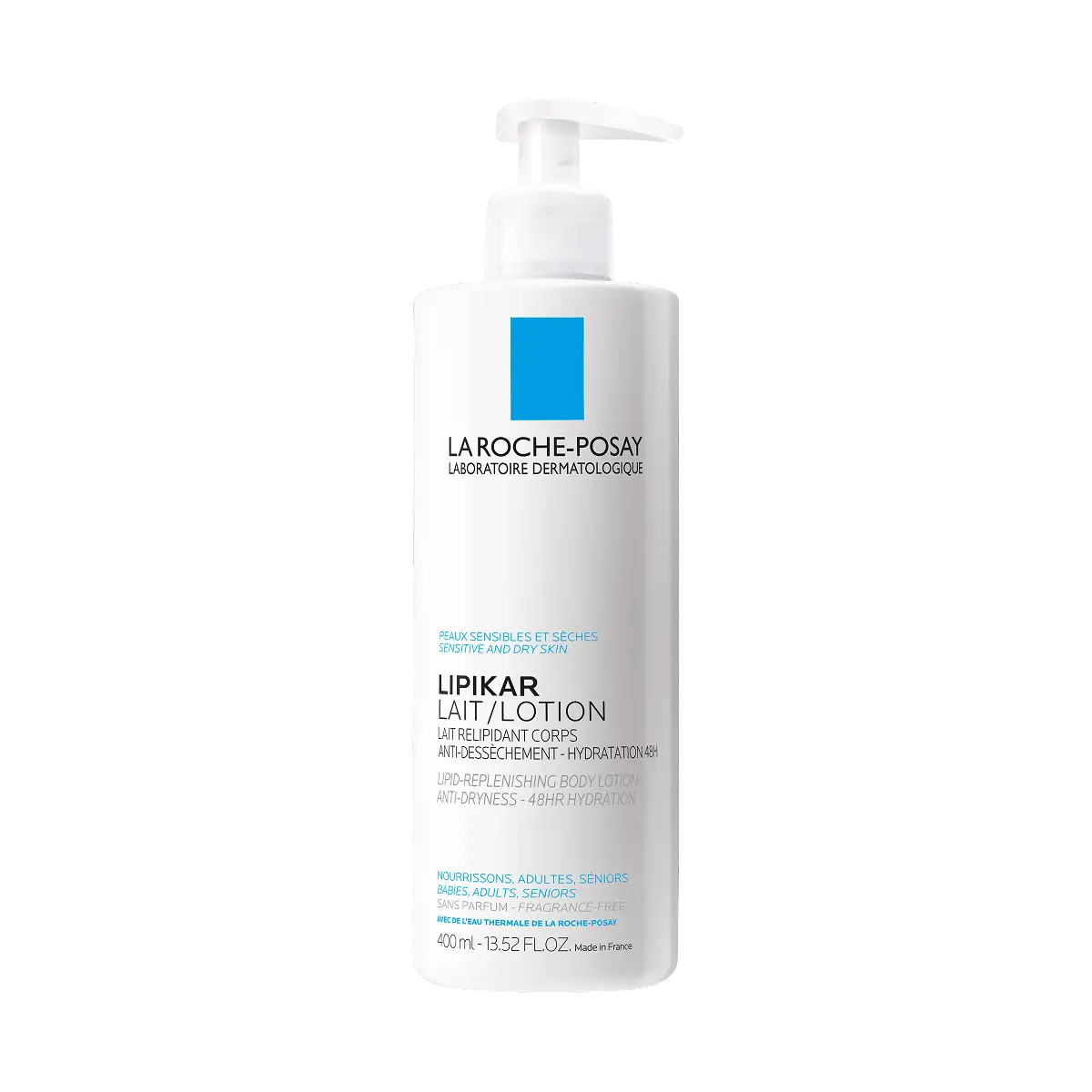 La Roche-Posay Lipikar Lait Молочко для тела, рук и лица для сухой, очень сухой кожи новорожденных младенцев, детей и взрослых с ниацинамидом и маслом ши для увлажнения, 400 мл