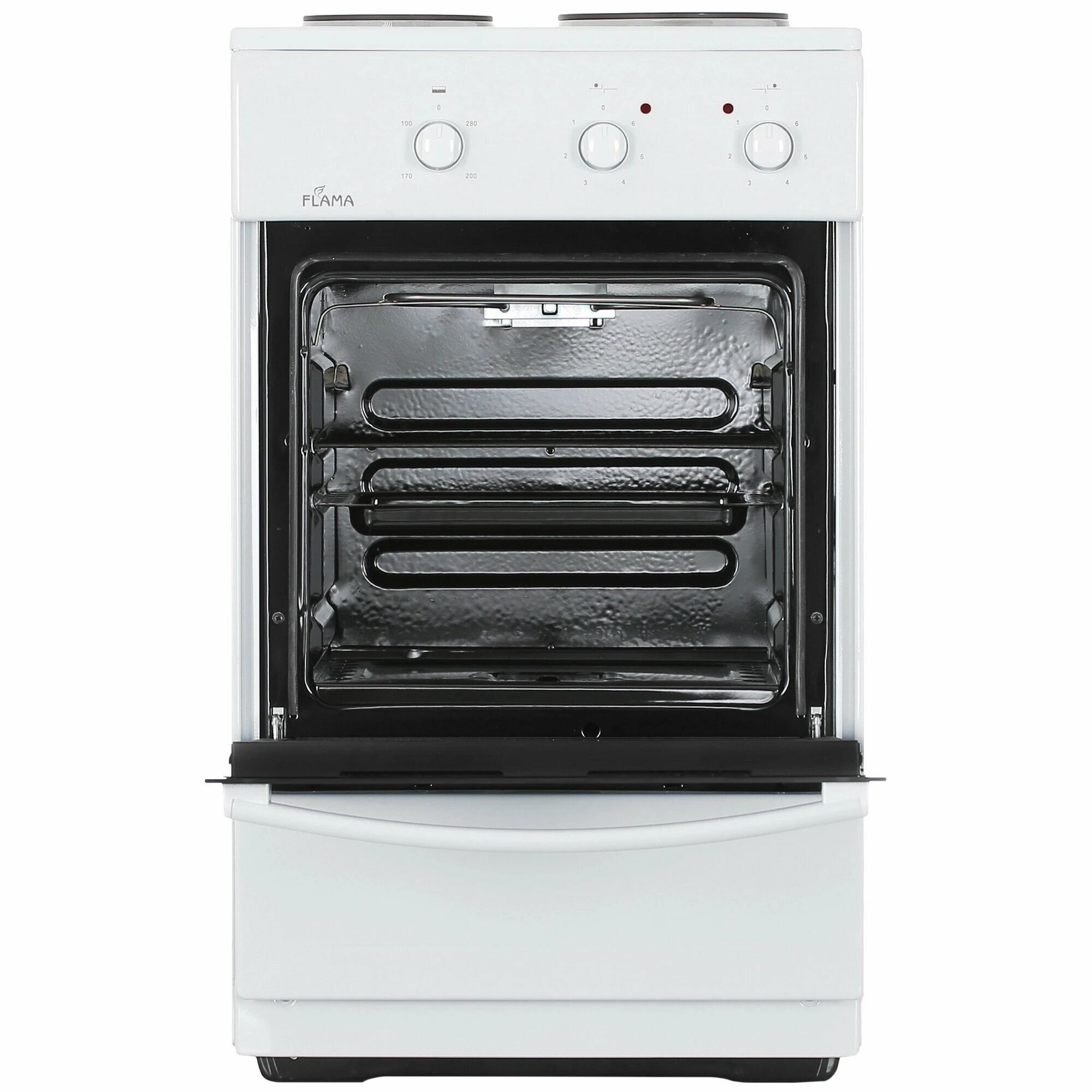 Электрическая плита Flama CE 32011, 2 конфорки, таймер, белый