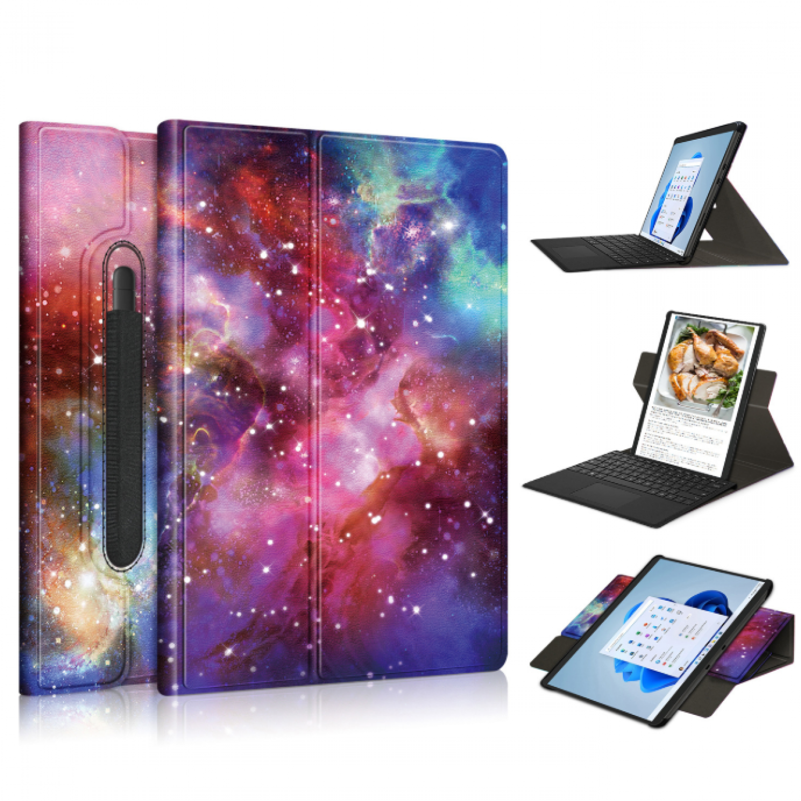 Чехол-клатч MyPads для Microsoft Surface Pro 8 из импортной кожи с космическим дизайном