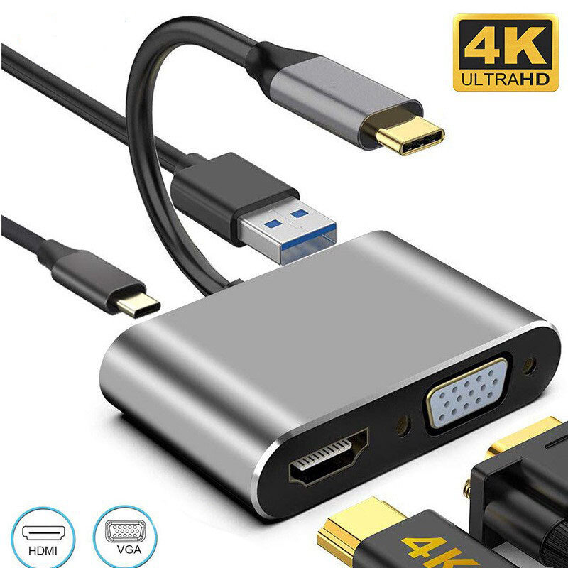 Универсальный USB-концентратор Type-C 8-в-1 с HDMI, RJ45, PD и множественными портами для ноутбука и ПК