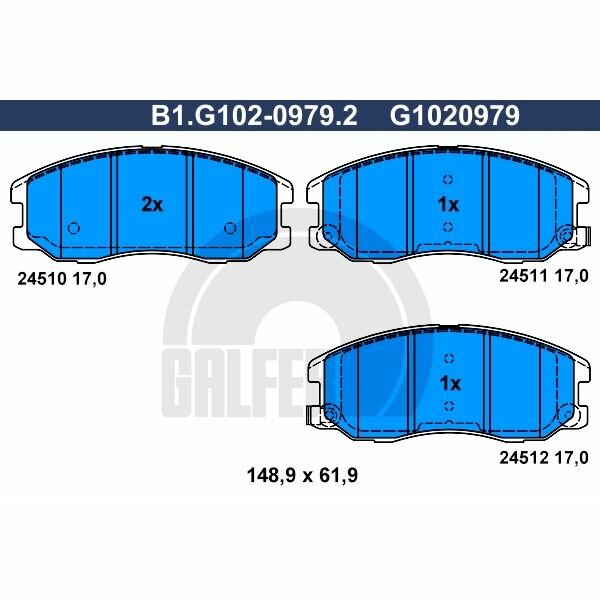 Колодки тормозные передние GALFER B1-G102-0979-2 Chevrolet Captiva 2.0-3.2, D, 4Wd 06, 06-, Opel Antara 2.0-3.2, V6, Cdti 05, 06-> с датчиком