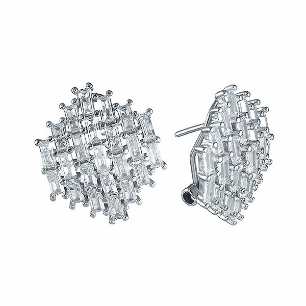 Серьги, серебро, 925 проба, фианит