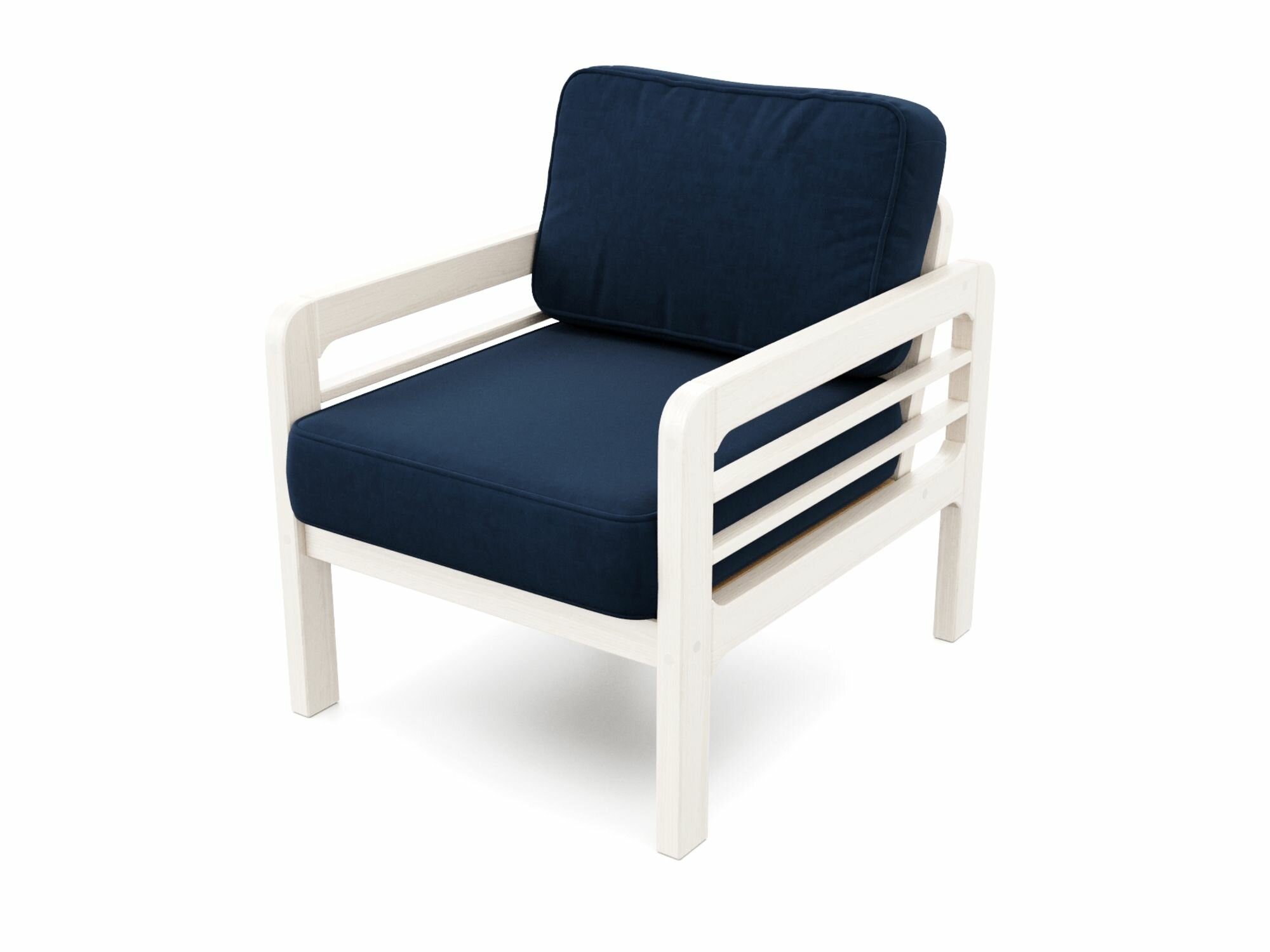 Кресло Arsko Бергер, синее-беленый дуб, велюр, деревянное, мягкое, для дачи, для кафе и бара, на веранду, в террасу, для бани