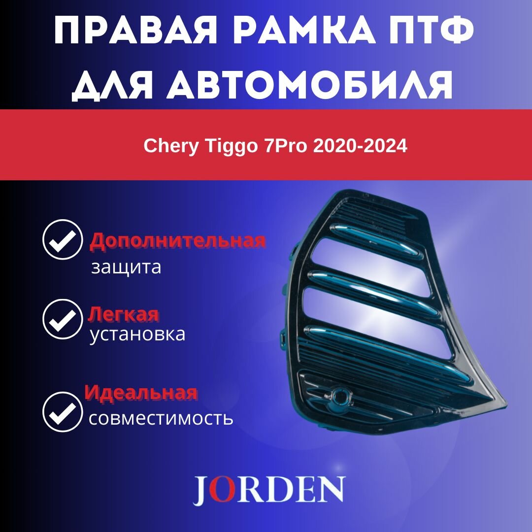 Рамка ПТФ облицовка правая противотуманной фары авто Chery Tiggo 7 Pro 2020-2023 Чери Тигго 602001346AAACE