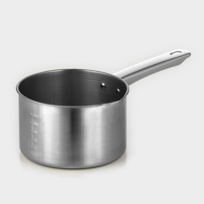 Ковш «Базис», 1.2 л, d=16 см, с мерной шкалой, металлическая ручка, нержавеющая сталь