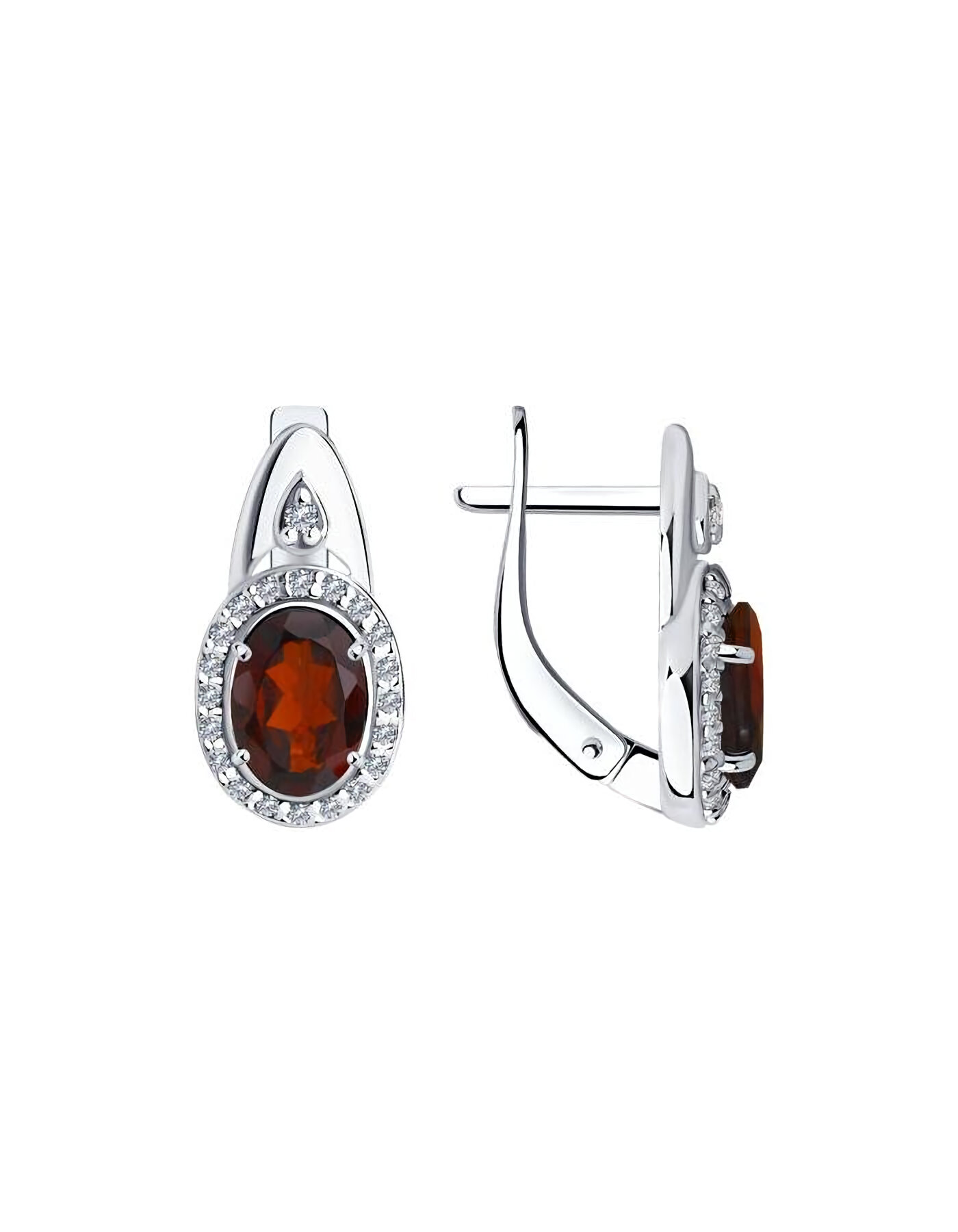 Серьги, серебро, 925 проба, родирование, гранат