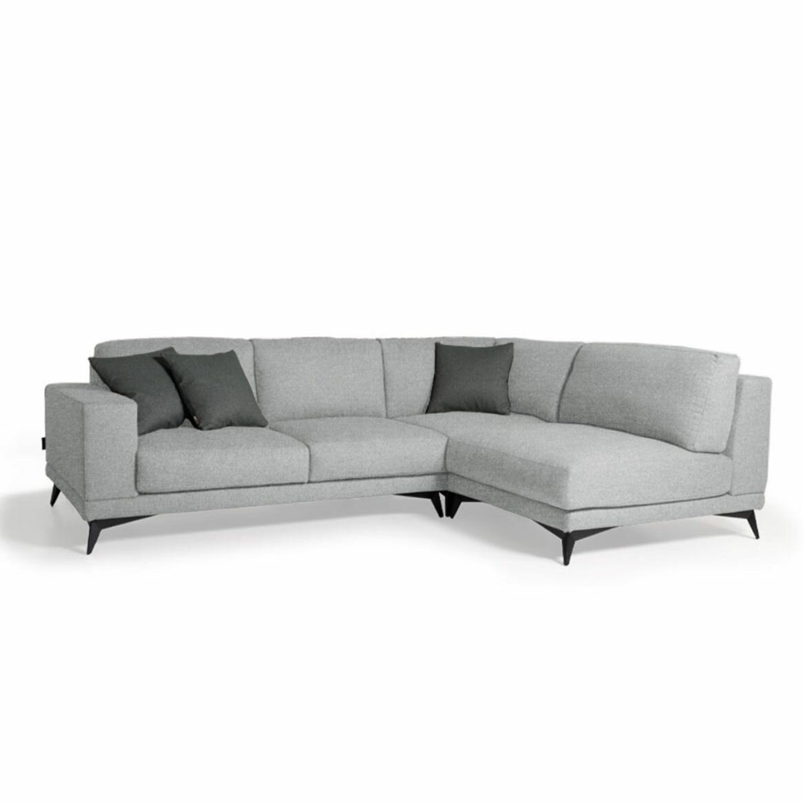 Диван Бергамо правый с оттоманкой со спинкой в ппремиальном велюре 2,55м/21