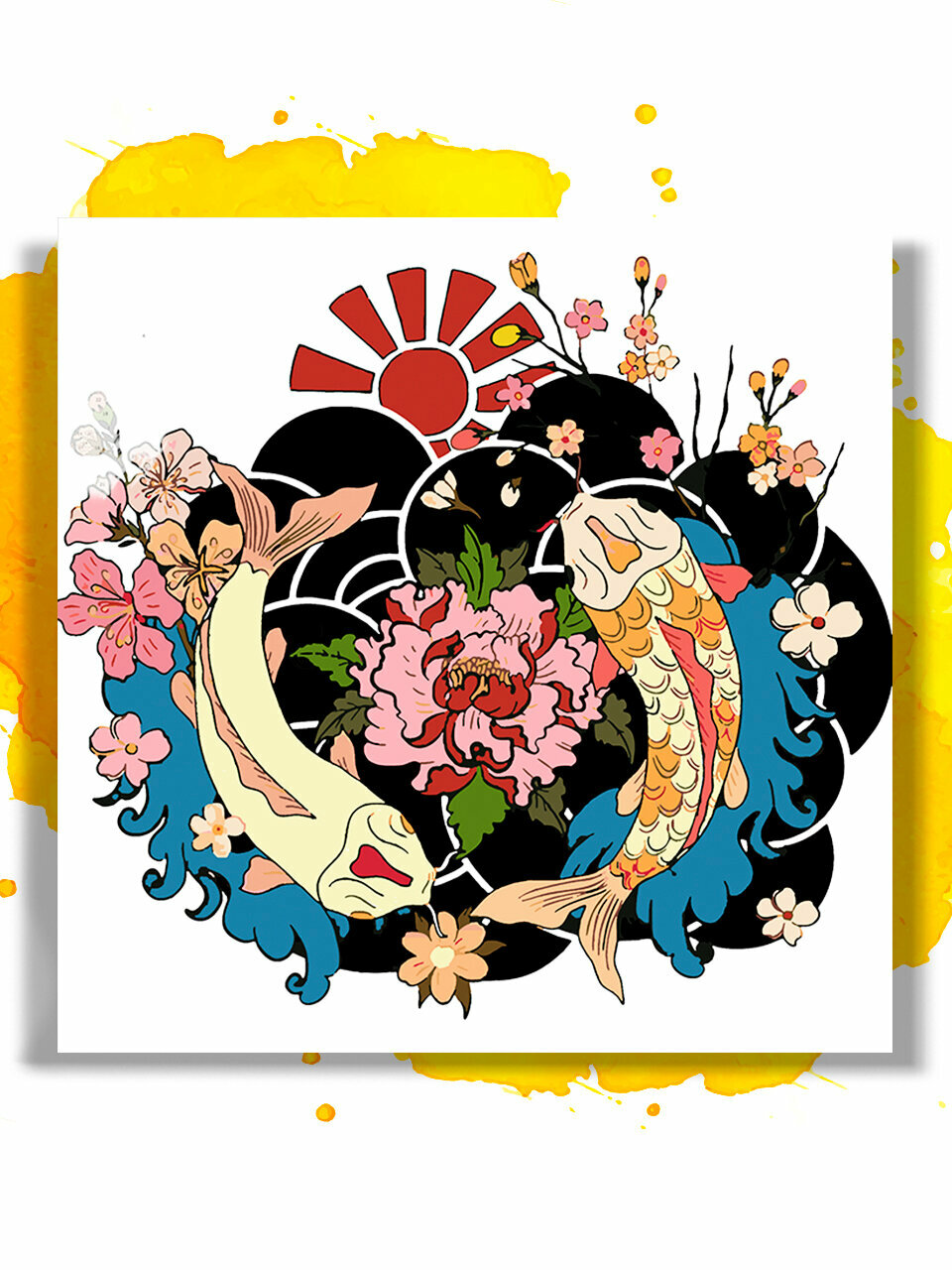 Картина по номерам на холсте Японский арт Рыбки, 50 х 50 см