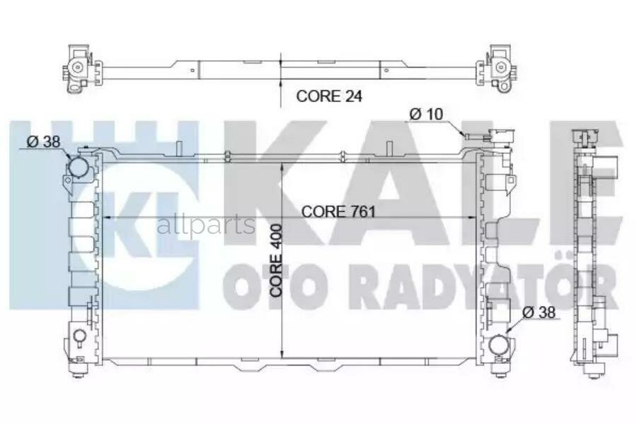 KALE 349400 Радиатор охлаждения для а/м Dodge Caravan (00-)/Chrysler Voyager (00-) 3.3i/3.8i паяный