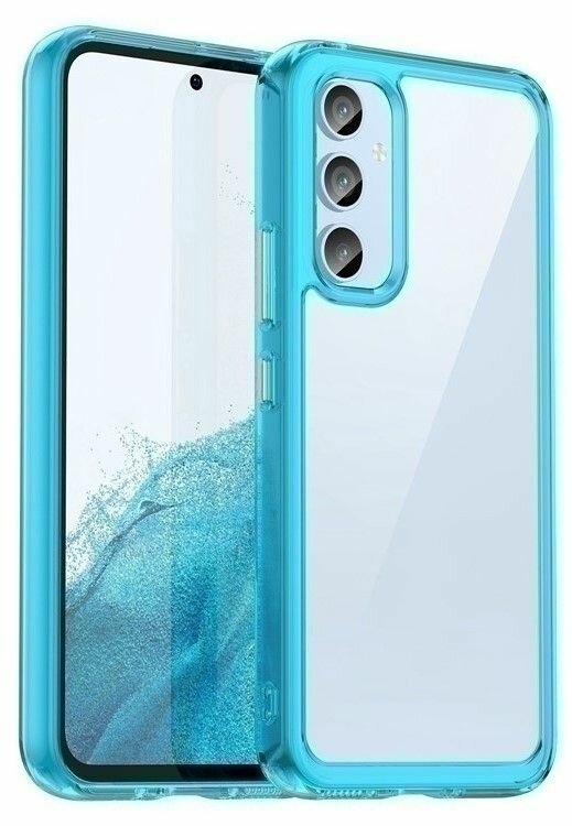 Чехол на Samsung Galaxy A54 5G пластиковый с силиконовой окантовкой бирюзовый
