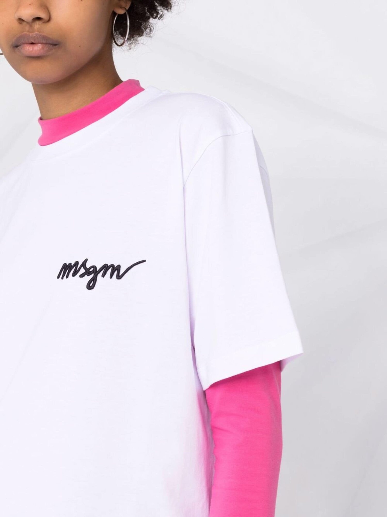 Футболка MSGM, размер 44, бежевый/белый — фото 1