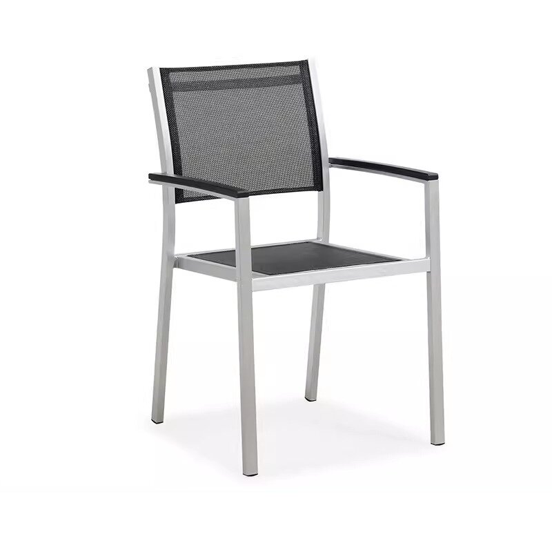 Комплект мебели для отдыха на открытом воздухе столы и стулья Birmingham (4 черных стула из алюминиевого сплава с подлокотниками)