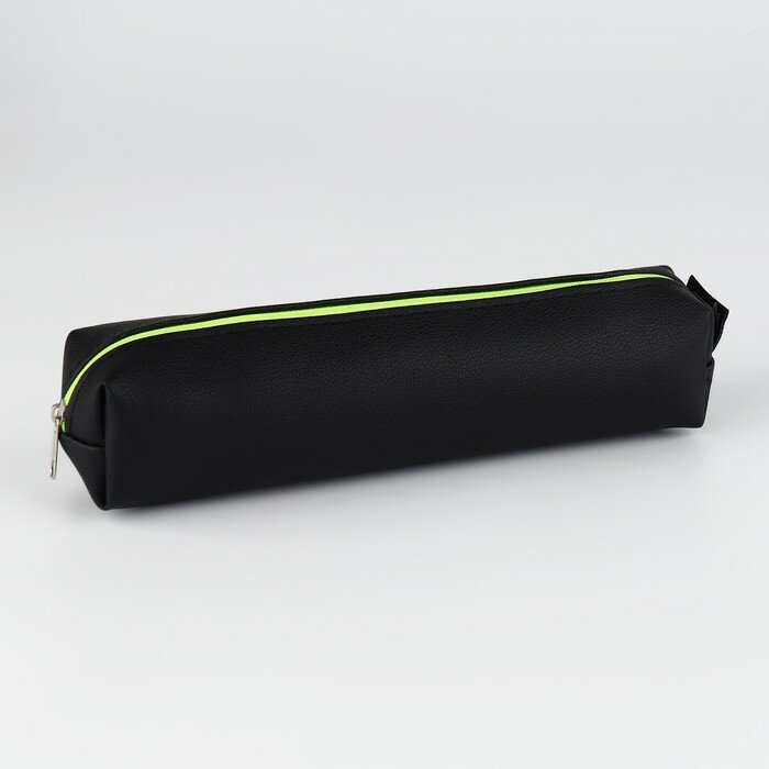 Пенал школьный , из искусственной кожи "Чёрный" , 19х8х3 см , для девочек и мальчиков