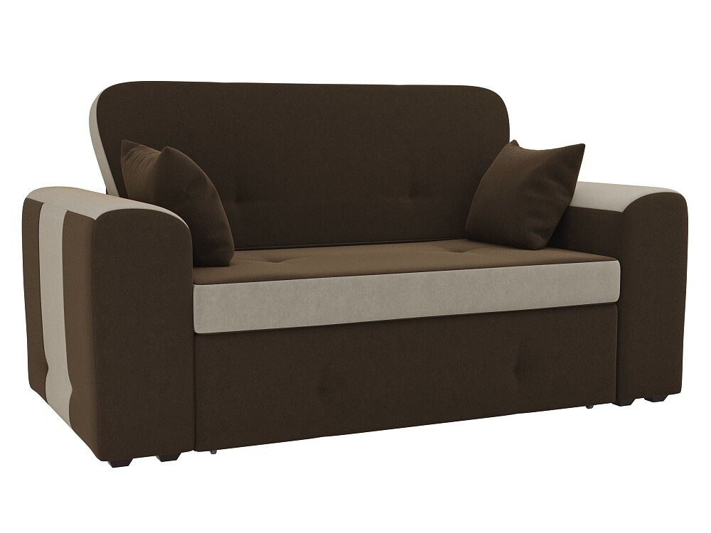 Детский диван Форте Коричнево-Бежевый 2 Микровельвет, выкатной, 170х97х95 см, с ящиком для белья