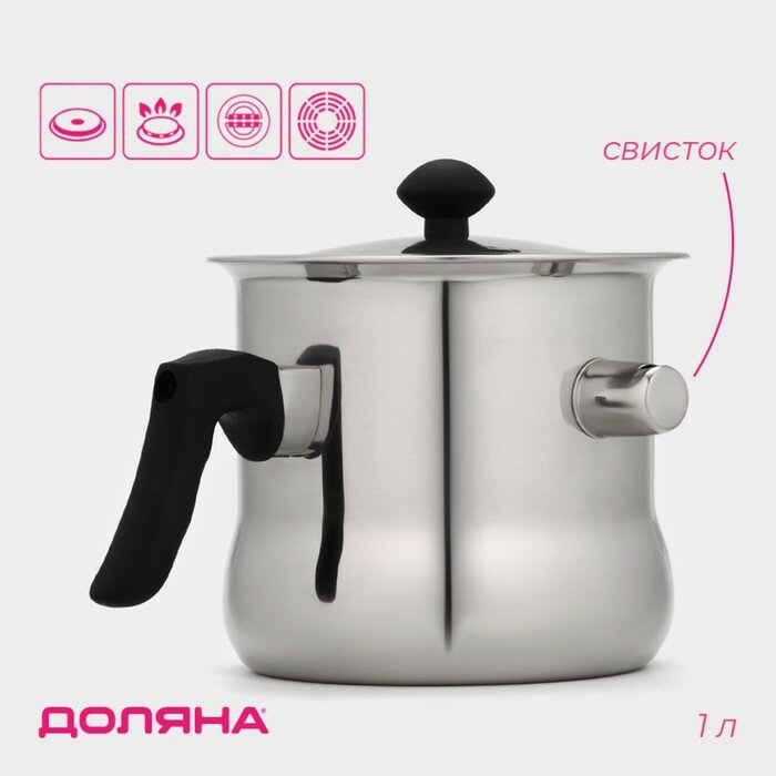Молоковарка Доляна, 1 л, h=13 см, d=14.5 см, нержавеющая сталь