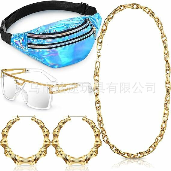 1970-е Диско-вечеринка Костюм Аксессуары Долларовые Купюры Очки Кольцо Ожерелье Эпохальные Вечеринки Реквизит