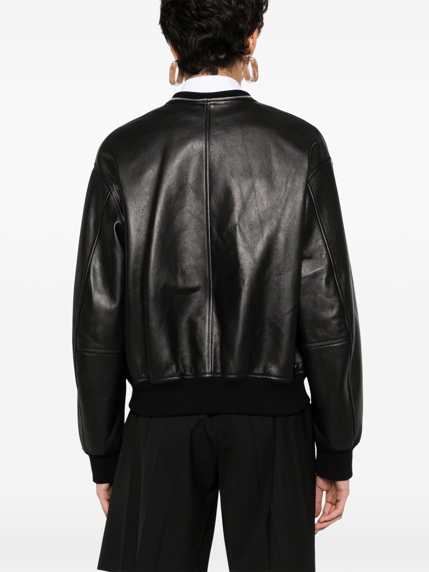 Бомбер Jil Sander Leather bomber jacket, размер 34, черный — фото 1