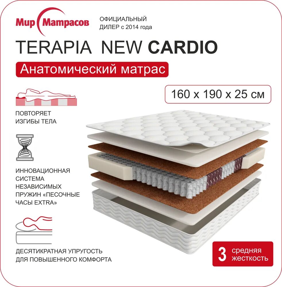 Матрас Terapia New Cardio, 160x190 см, пружинный