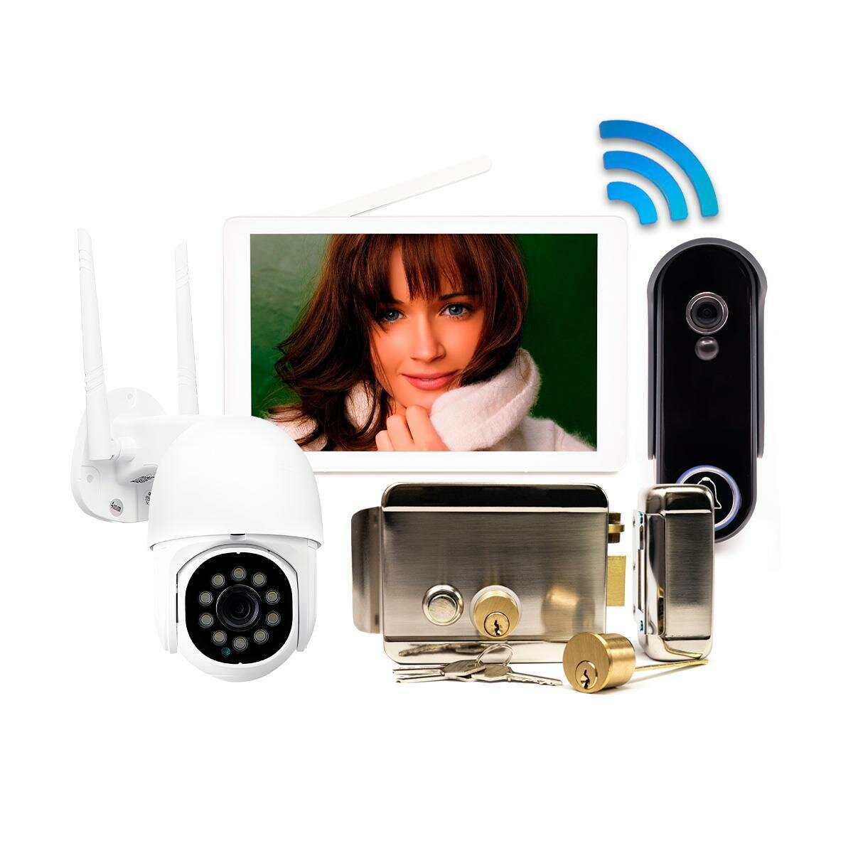Радиоканальный аккумуляторный HD домофон TUYA и электромеханический замок AX042 - SkyNet (1+1+AX042)-1100-Tuya-HD (N53170KO) уличныая 5mp Wi-Fi IP к