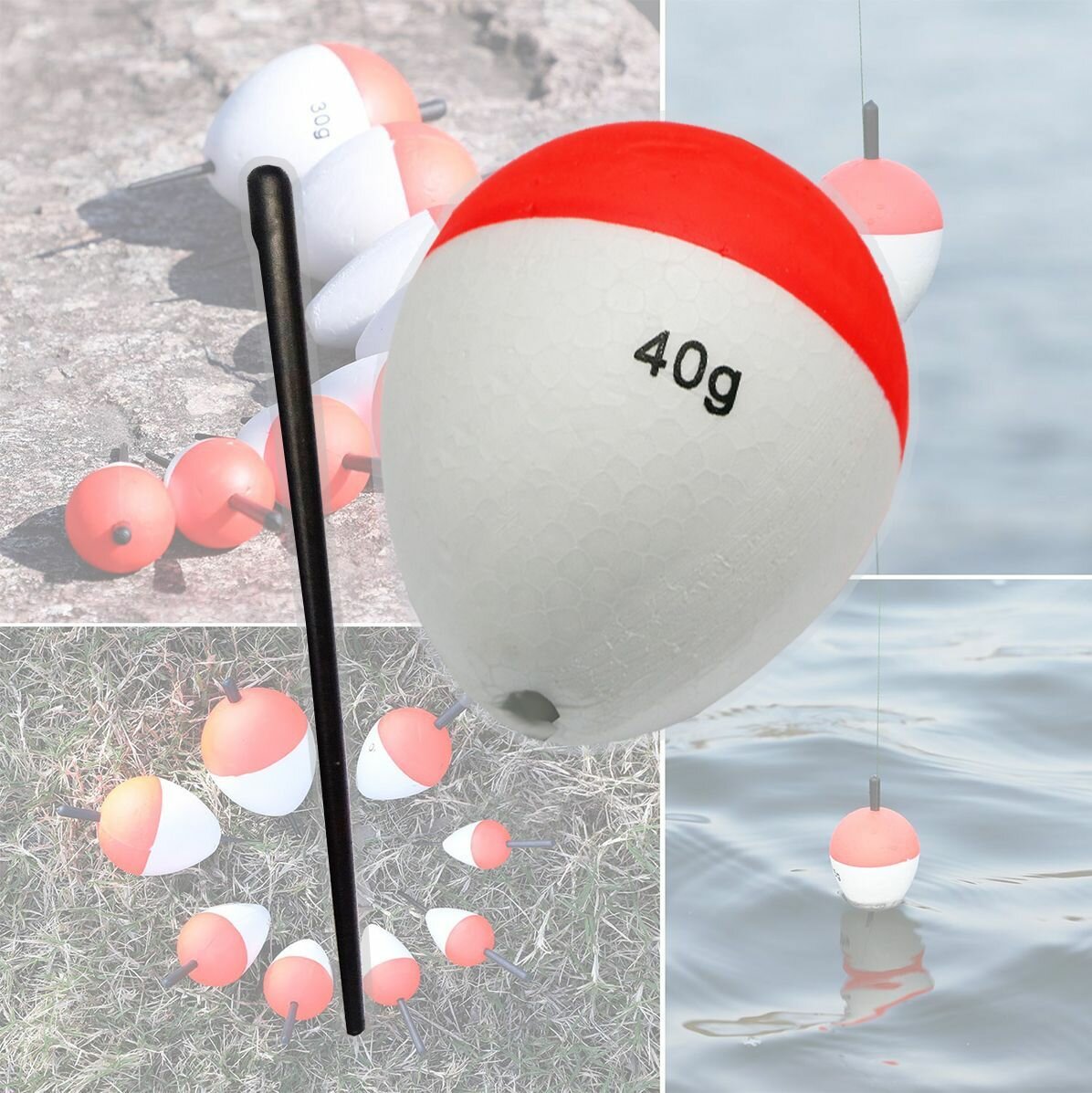 5 шт. Поплавок живцовый Щучий 40 гр. пенопластовый