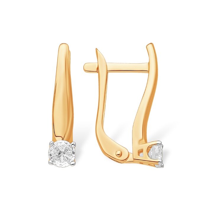 Серьги, золото, 585 проба, фианит