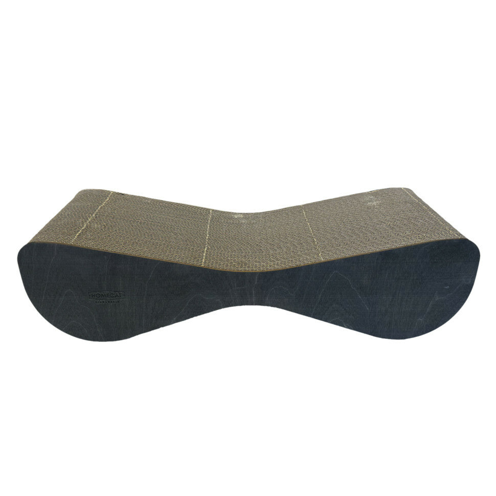 HOMECAT Clawsworld S когтеточка для кошек, гофрокартон с деревянным ободком, цвет эбен, 48х12х20 см