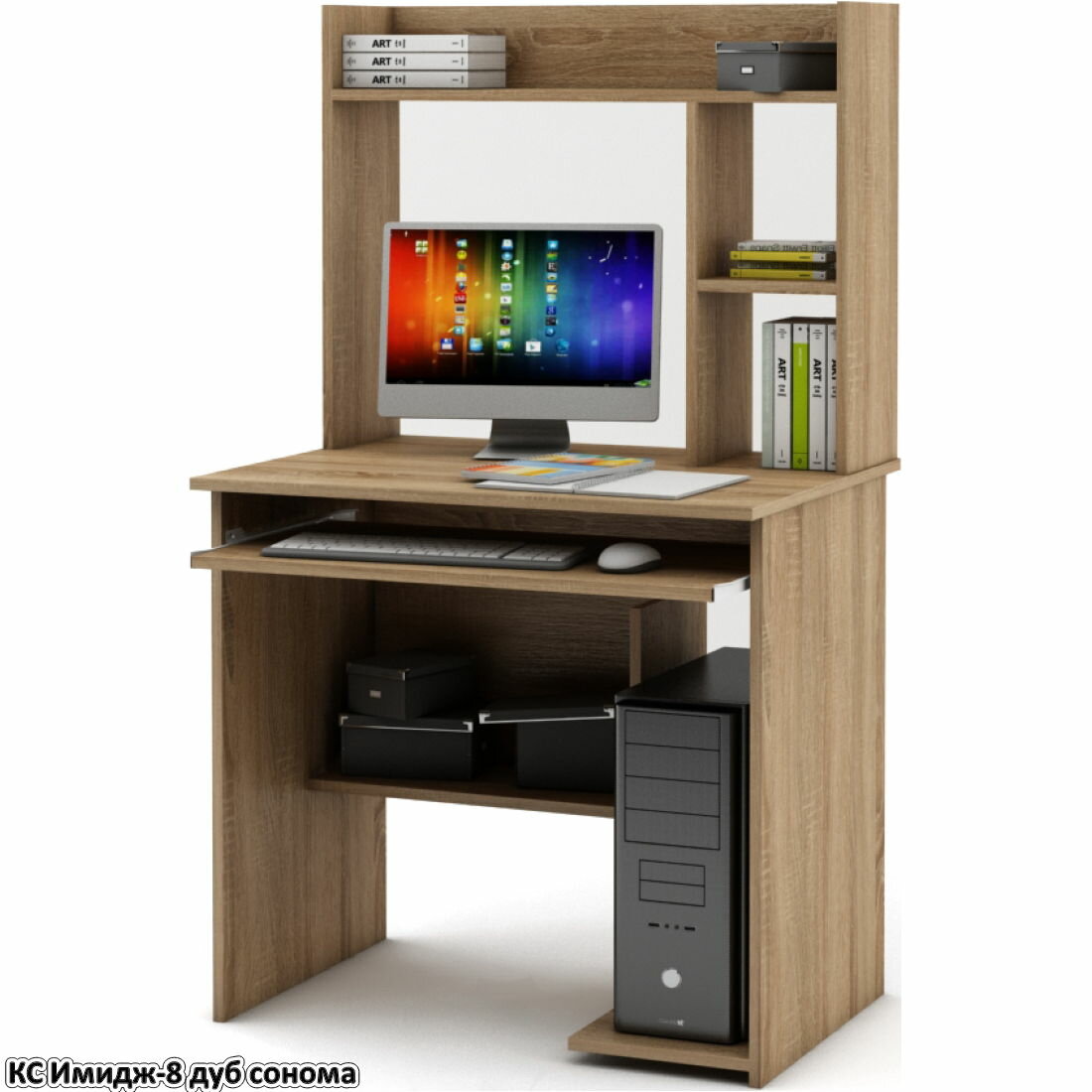 Компьютерный стол Имидж-8 Дуб-сонома, ЛДСП, МФ Владимир VMF, 80х138,2х60 см.