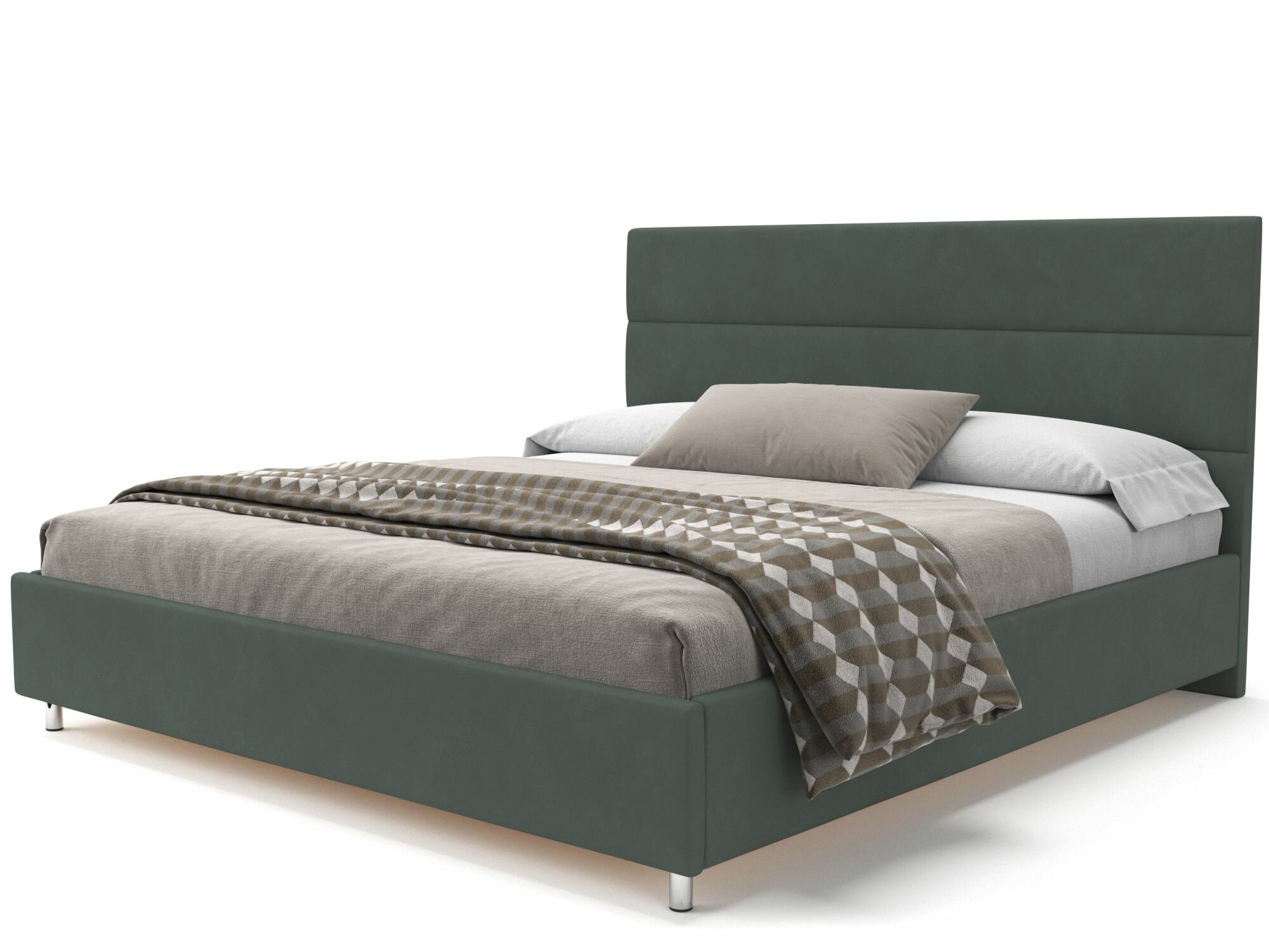 Кровать двуспальная 140х200 Soft Element София Forest, с мягким изголовьем, с подъемным механизмом, с ящиками, велюр