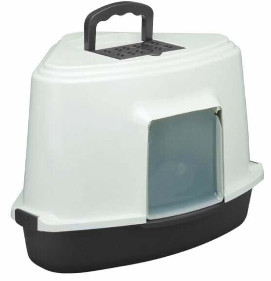 Triol Туалет LB03 для кошек закрытый угловой (совок в комплекте), темно-серый, 56,5*42,5*40см