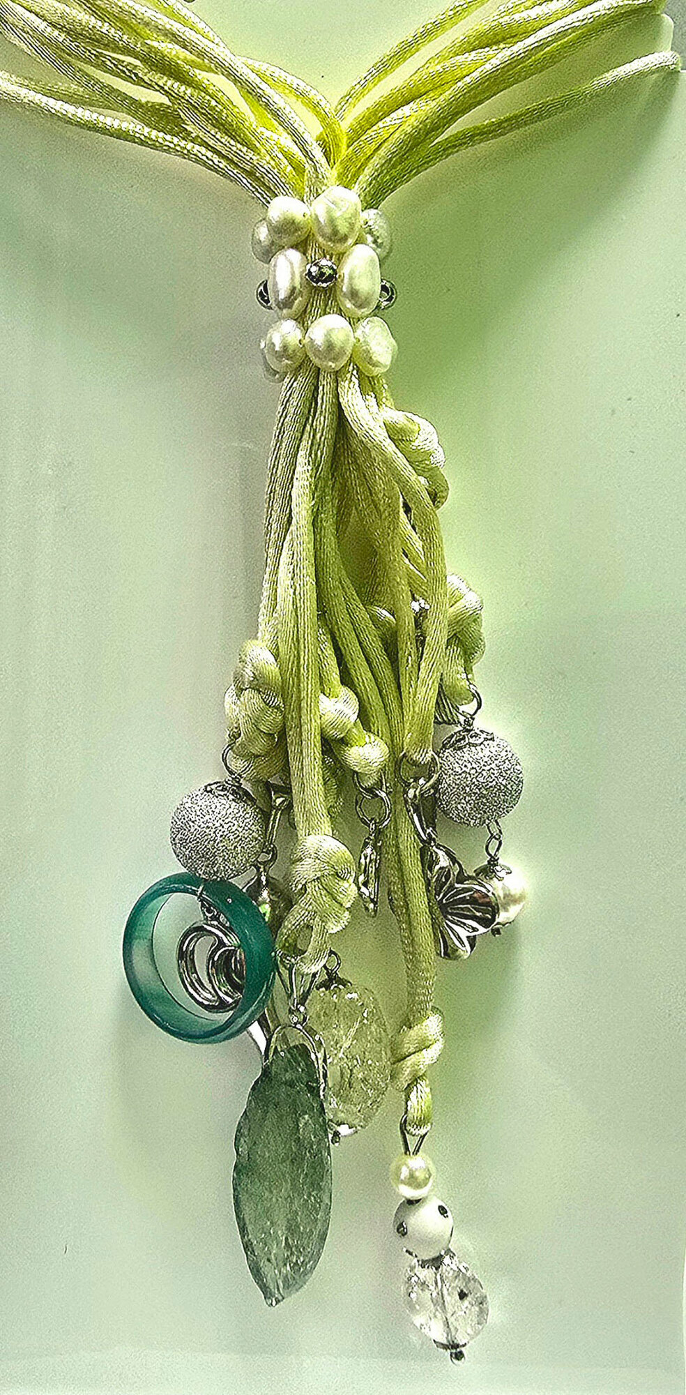 Колье, золото, 925 проба, цитрин, оникс, кварц, жемчуг культивированный