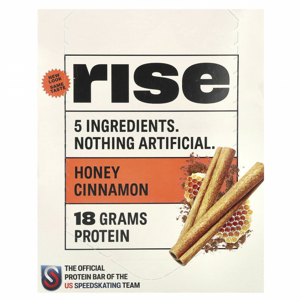 Rise Bar, Протеиновый батончик, мед и корица, 12 батончиков, 60 г (2,1 унции)