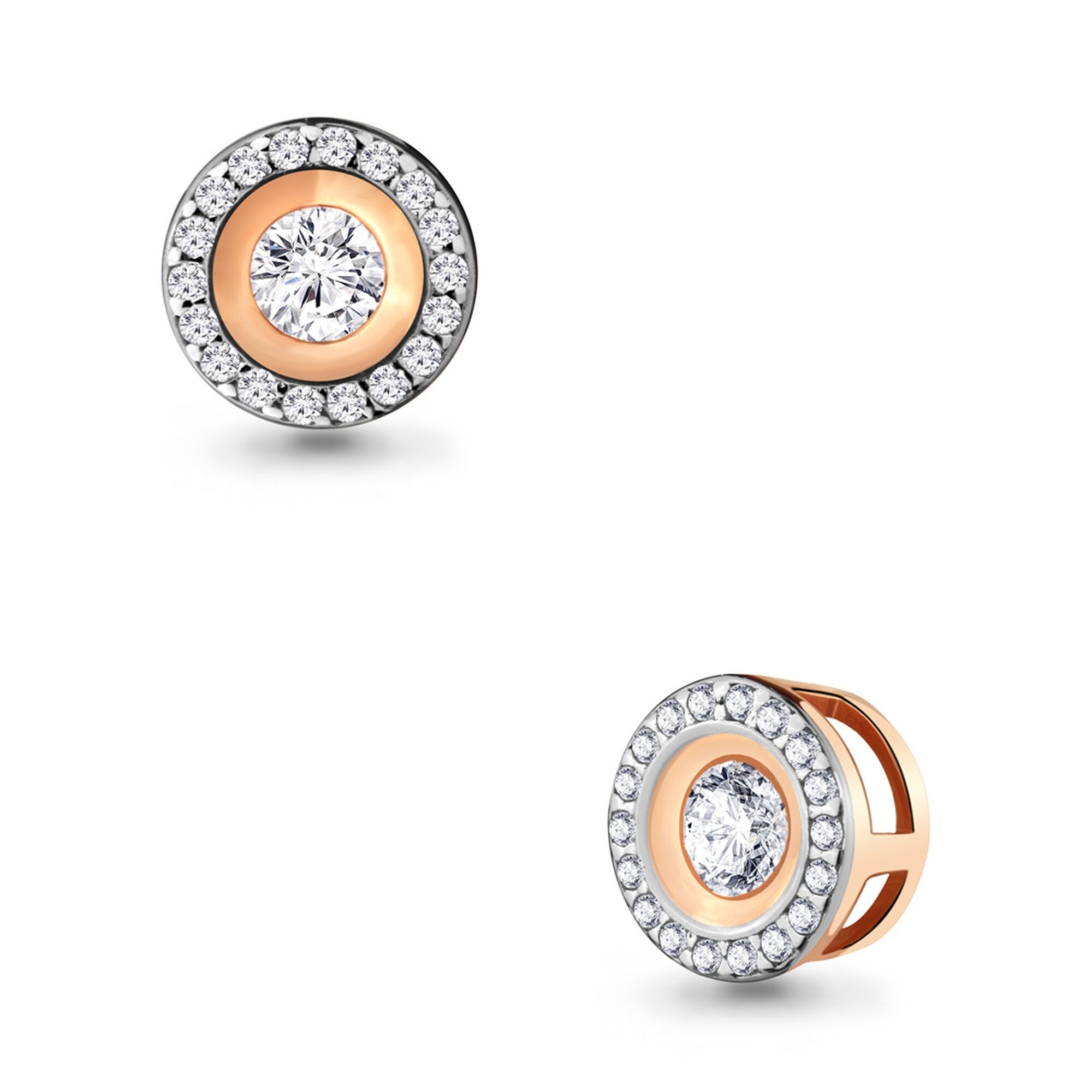 Подвеска, красное золото, 585 проба, фианит